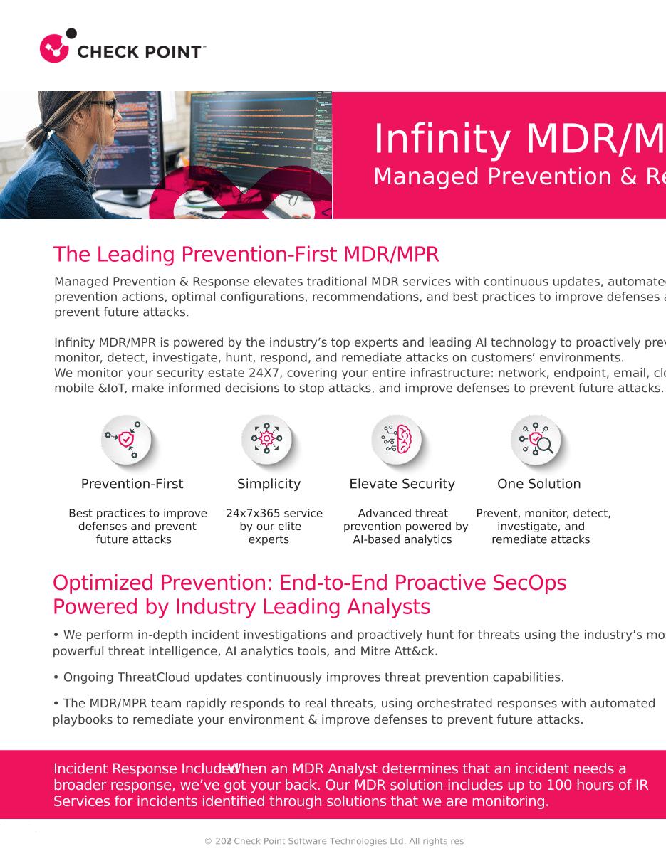Infinity MDR/MPR Solution Brief