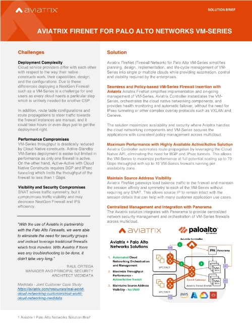 Aviatrix Palo Alto Networks Vm Series Solution Brief